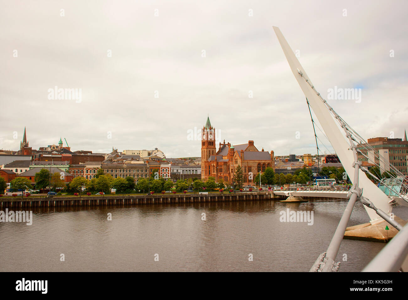 A close up ooof the steel structure of the iconic Peace Bridge over the ...