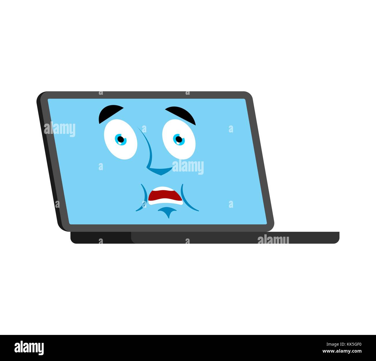 Laptop scared OMG emoji face avatar. Computer Oh my God emotions. PC ...