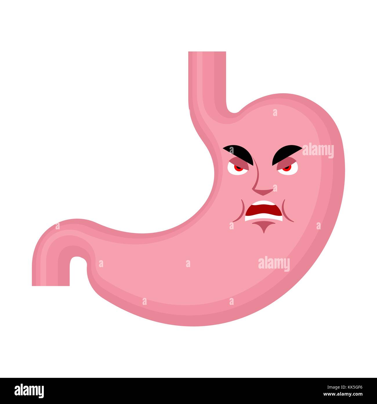 Stomach angry emoji face avatar. Belly evil emotions. Internal organ ...