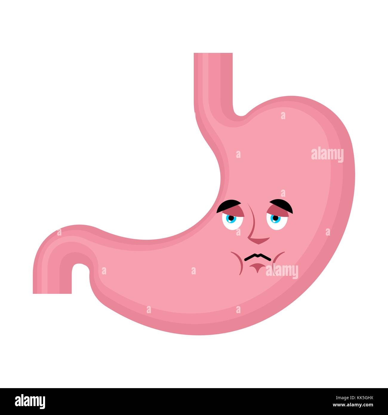 Stomach sad emoji face avatar. Belly sorrowful emotions. Internal organ ...
