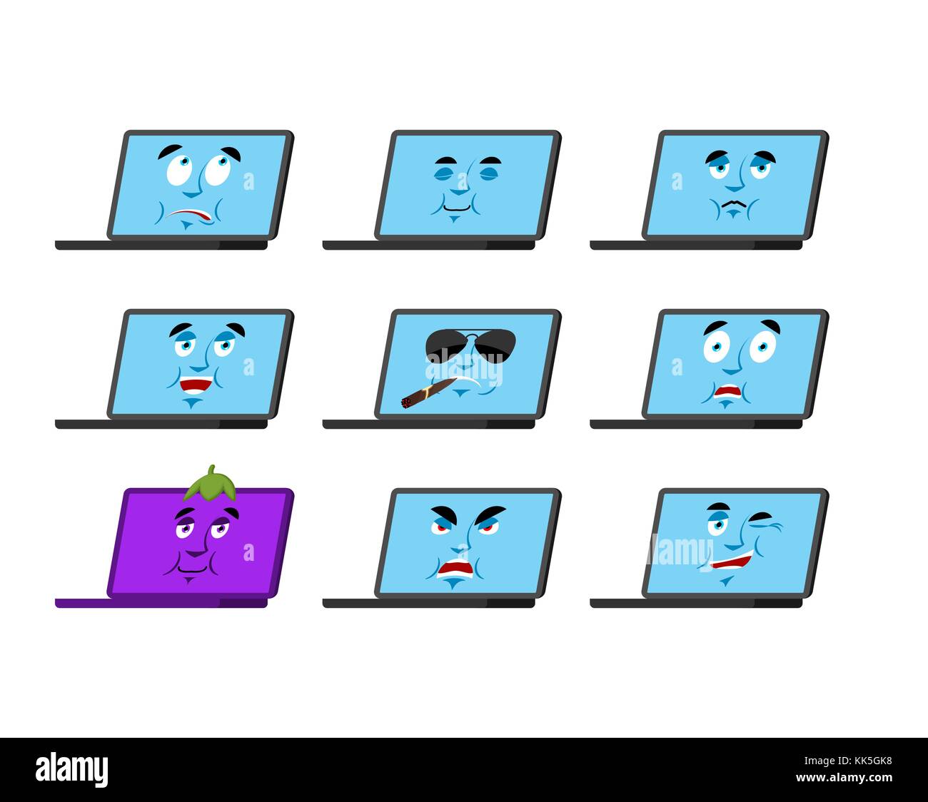 Computer sad face Stock Vector Images - Alamy