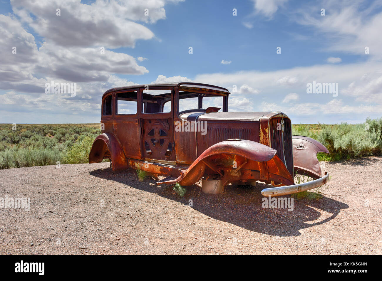 Route 66 vintage car relic displayed near the north entrance of ...