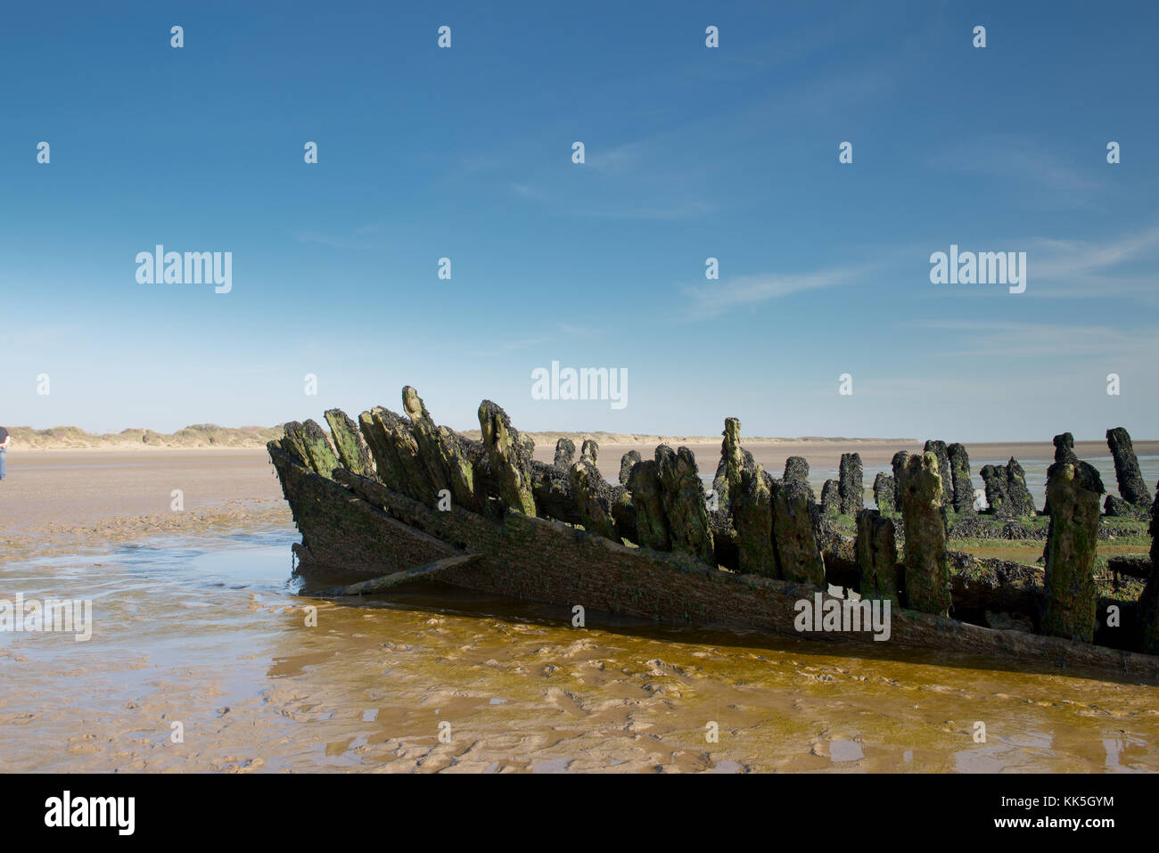 The wreck of the SS Nomen on Berrow Sands near Burnham-on-Sea, Somerset ...
