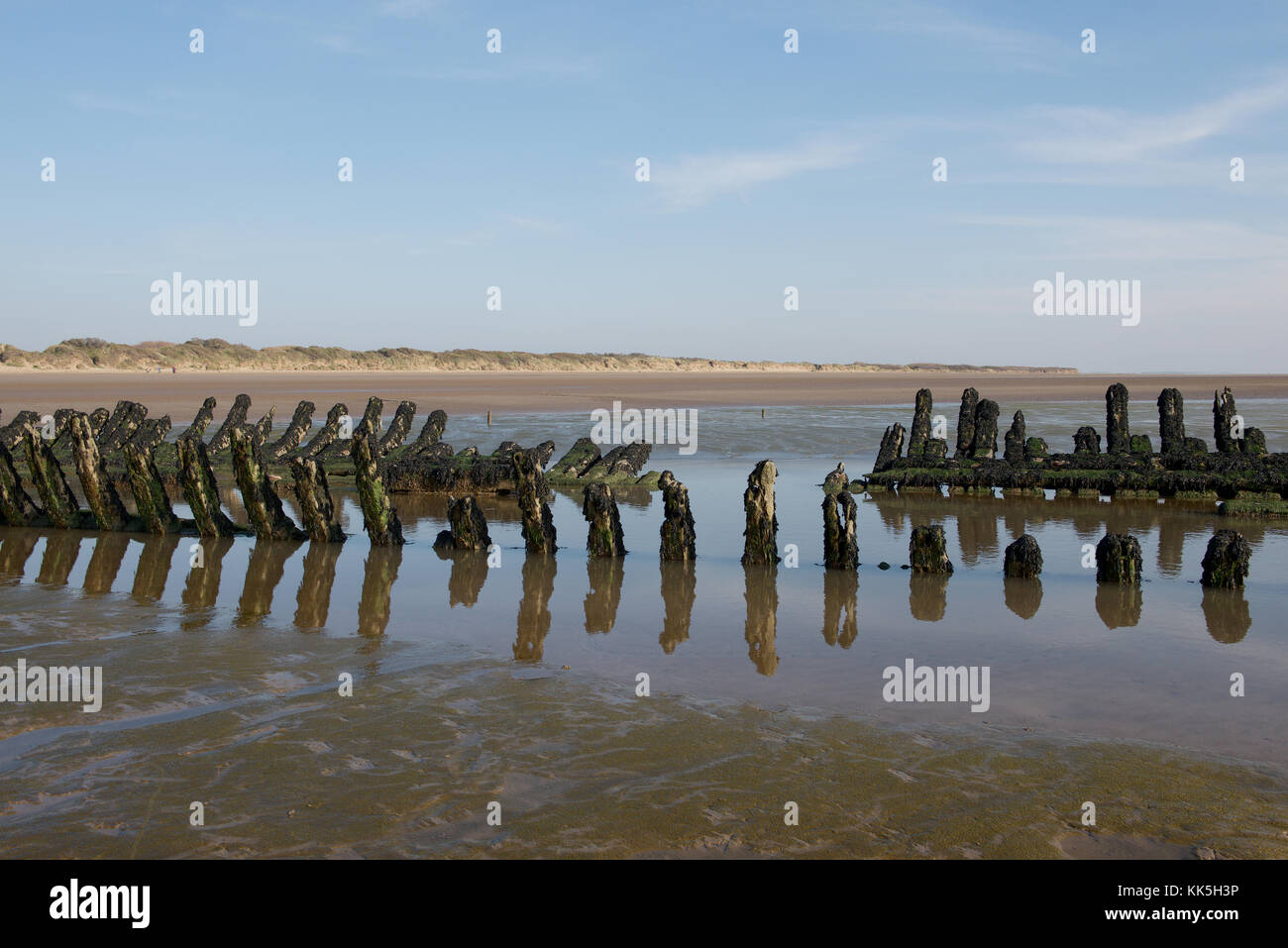 The wreck of the SS Nomen on Berrow Sands near Burnham-on-Sea, Somerset ...