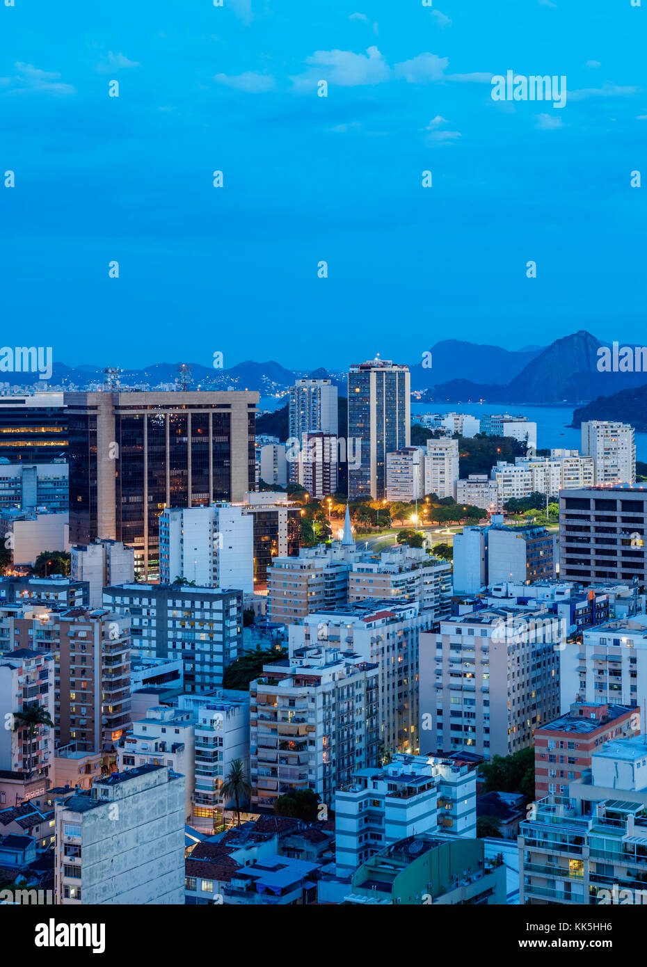 Botafogo Neighbourhood at twilight, elevated view, Rio de Janeiro ...