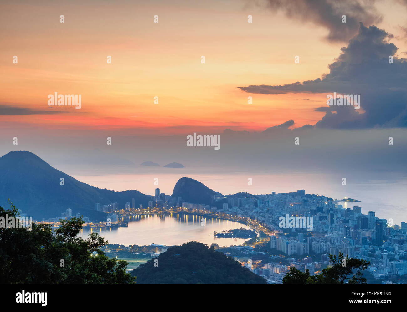 Cityscape from Vista Chinesa at dawn, Rio de Janeiro, Brazil Stock ...