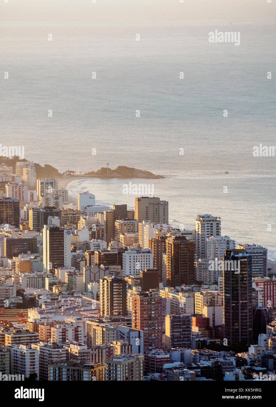 Ipanema Neighbourhood at sunrise, elevated view, Rio de Janeiro, Brazil ...