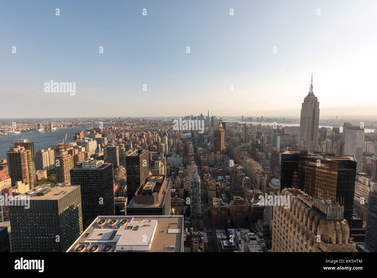 Towering skyscrapers in midtown Manhattan in New York City Stock Photo ...