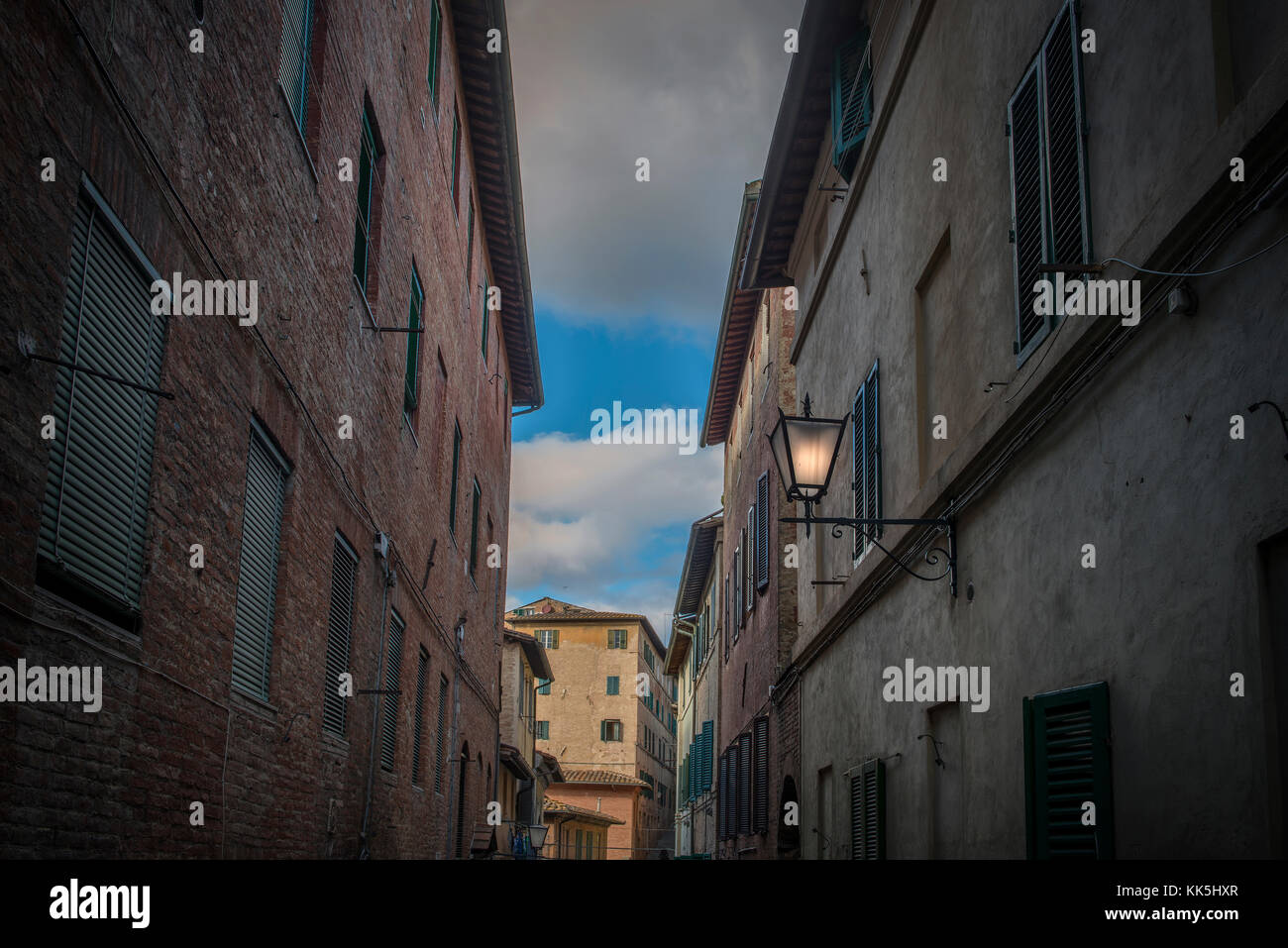 lighted up Street light in Siena, Italy Stock Photo - Alamy