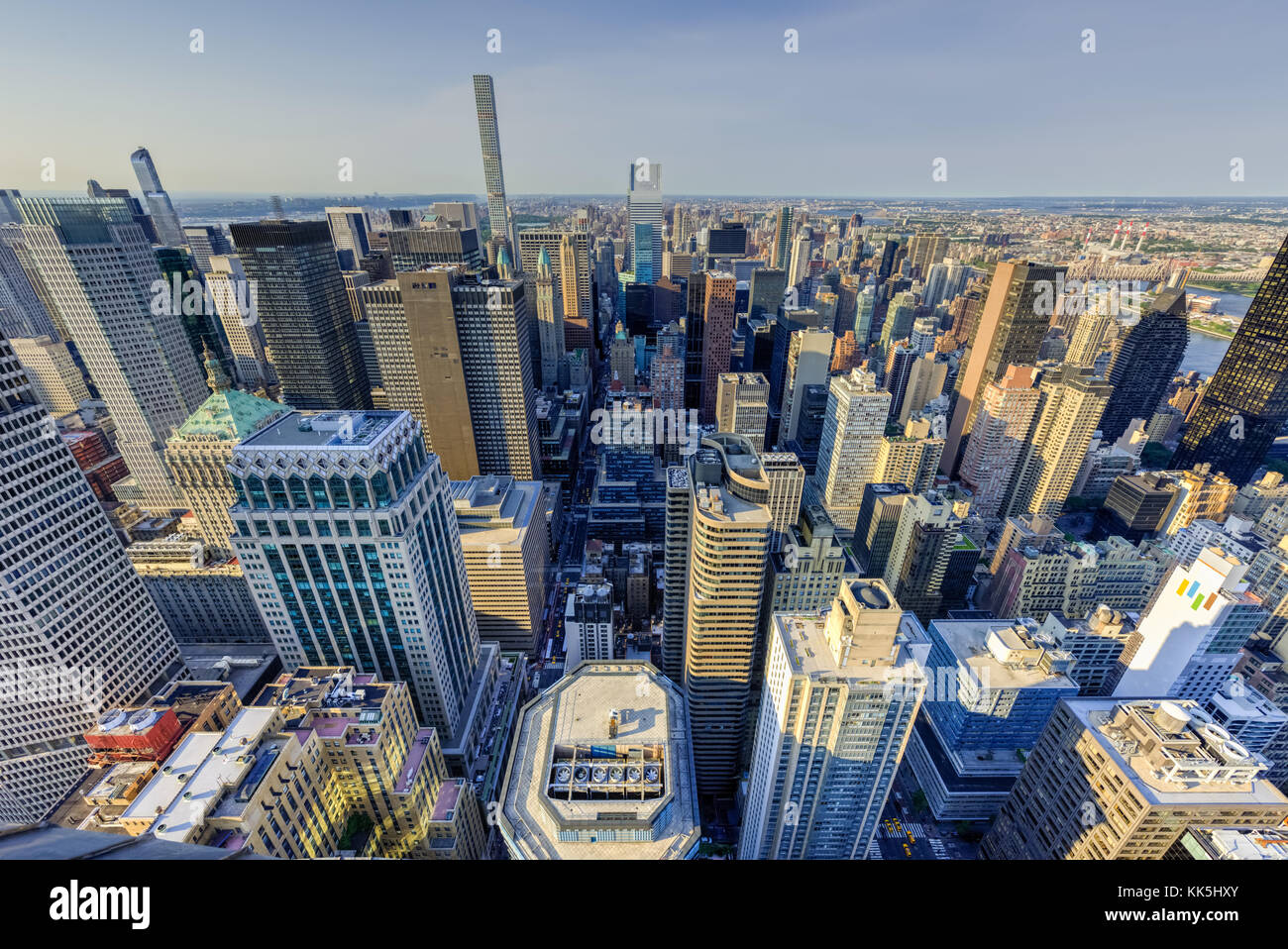 Towering skyscrapers in midtown Manhattan in New York City Stock Photo ...