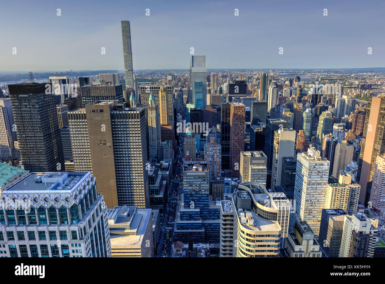 Towering skyscrapers in midtown Manhattan in New York City Stock Photo ...