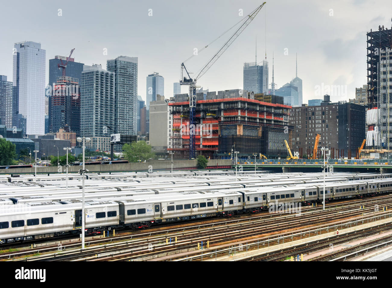 Construction in the development of the Hudson Yards in Midtown West ...