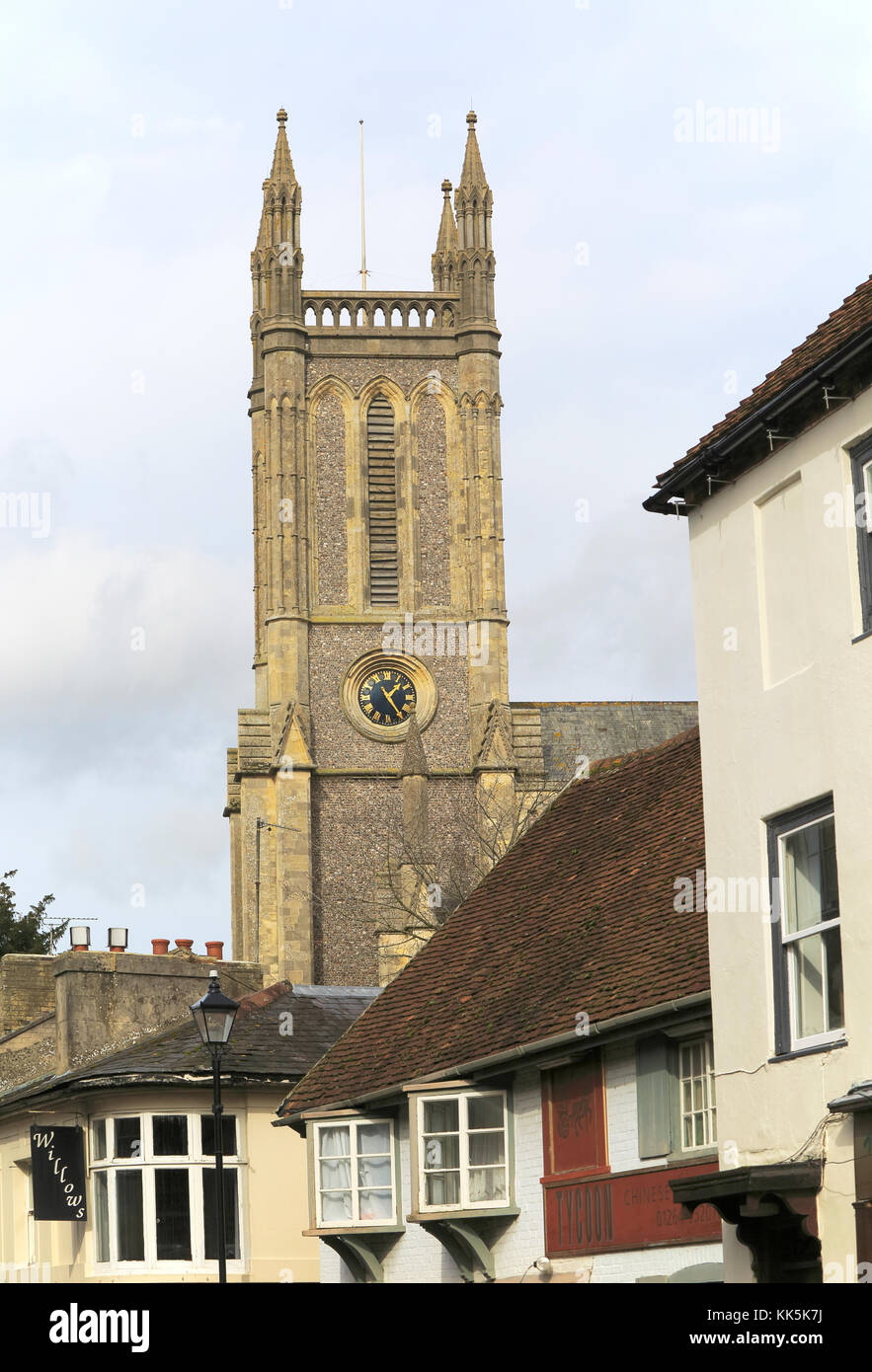 Saint Mary church tower historic buildings, town centre Andover ...