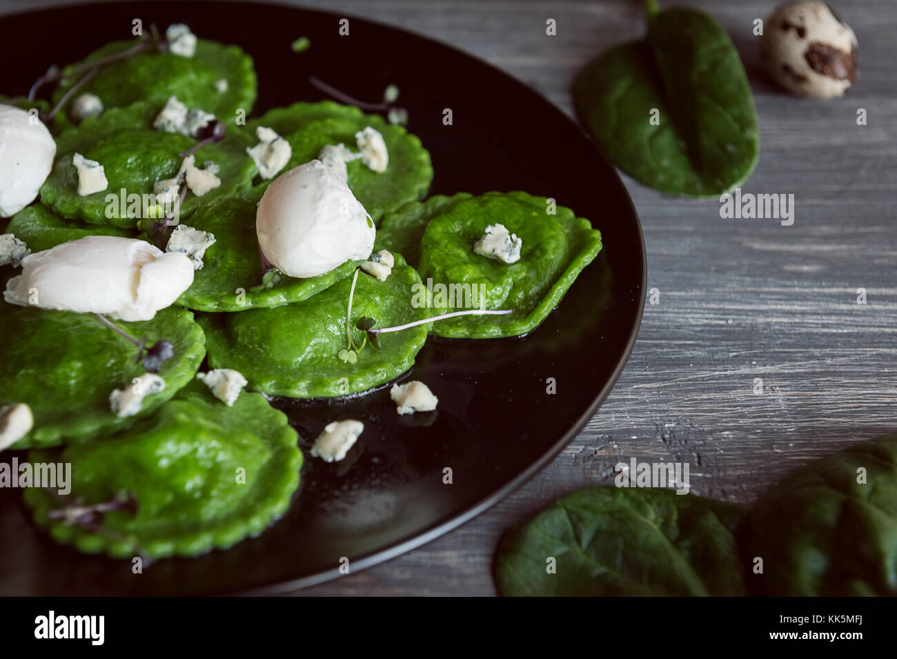 delicious green ravioli with the addition of spinach dough, stuffed ...