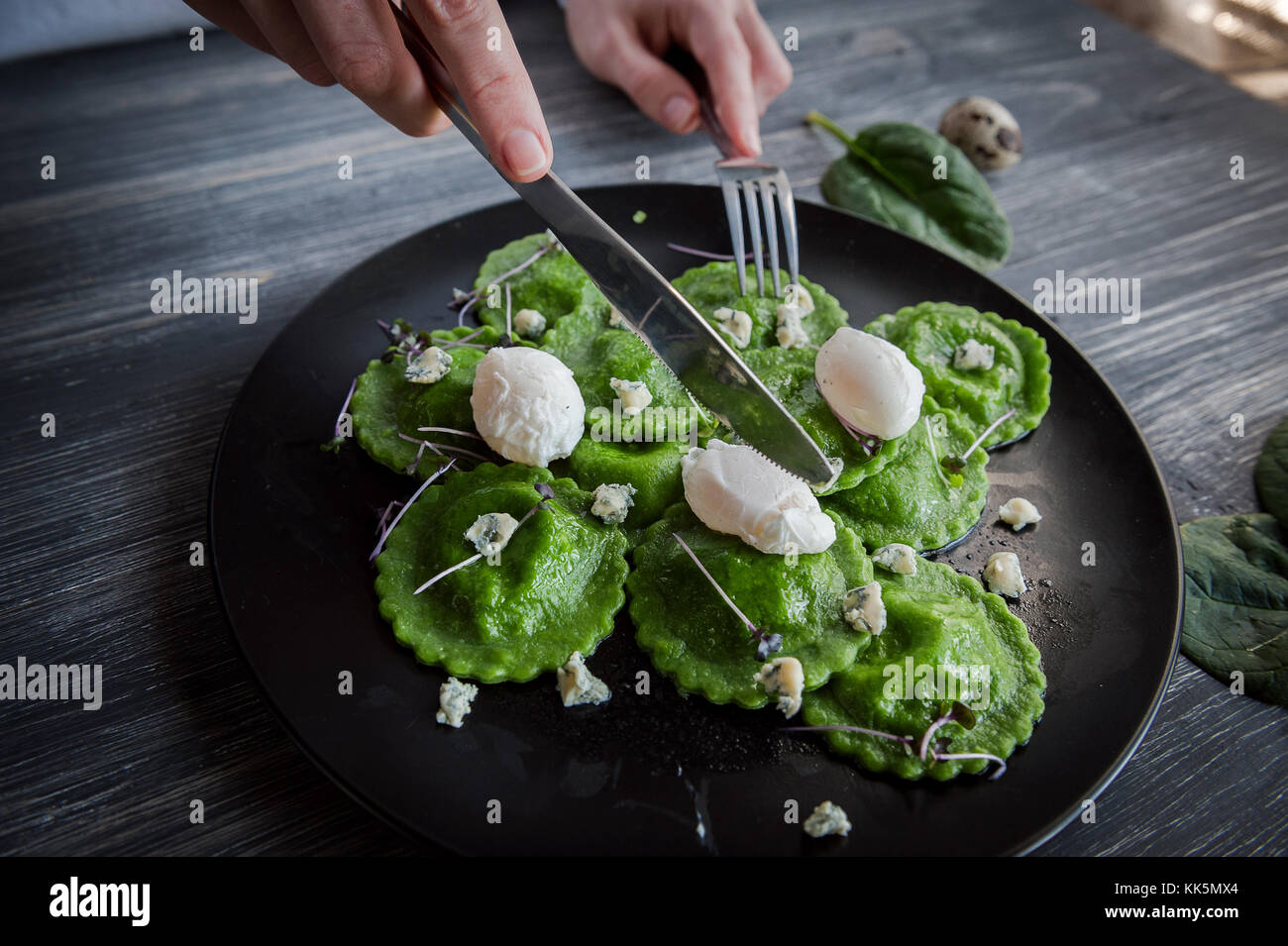 delicious green ravioli with the addition of spinach dough, stuffed ...