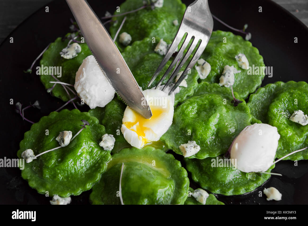 delicious green ravioli with the addition of spinach dough, stuffed ...