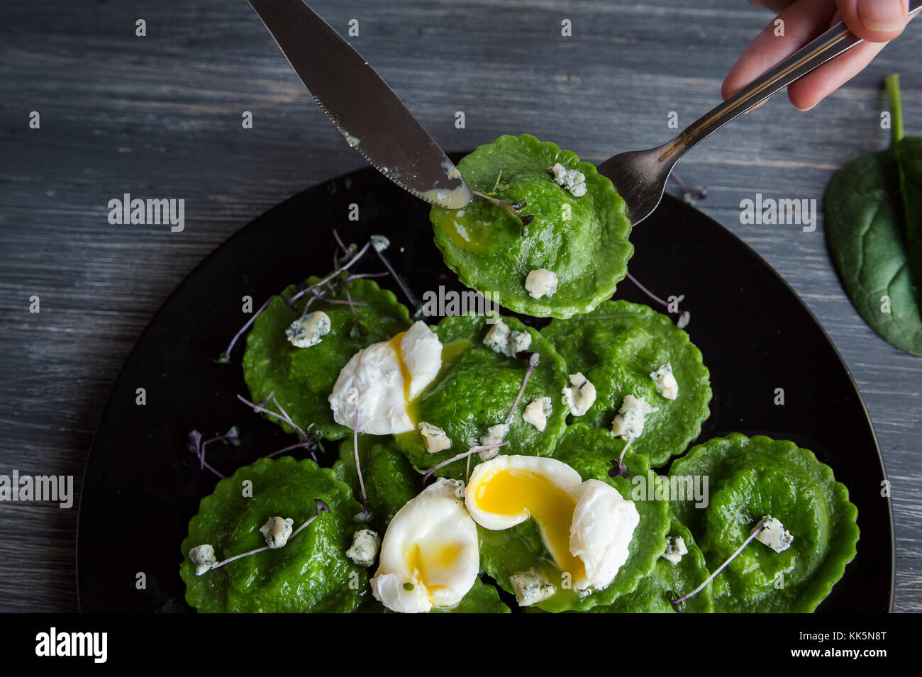 delicious green ravioli with the addition of spinach dough, stuffed ...
