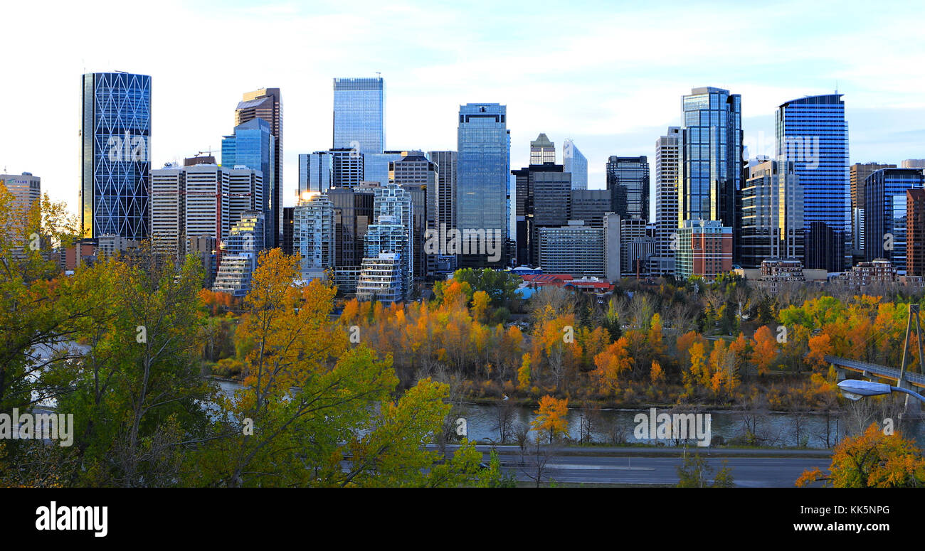 The Calgary, Canada city center at twilight Stock Photo - Alamy