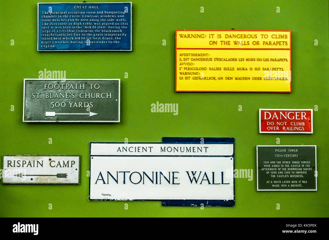 Display of Historic Scotland monument signs, including Antonine Wall ...