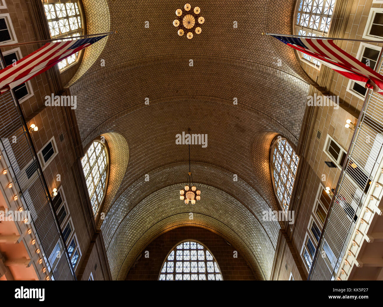 The Registry Room or "Great Hall" at Ellis Island National Park in New ...