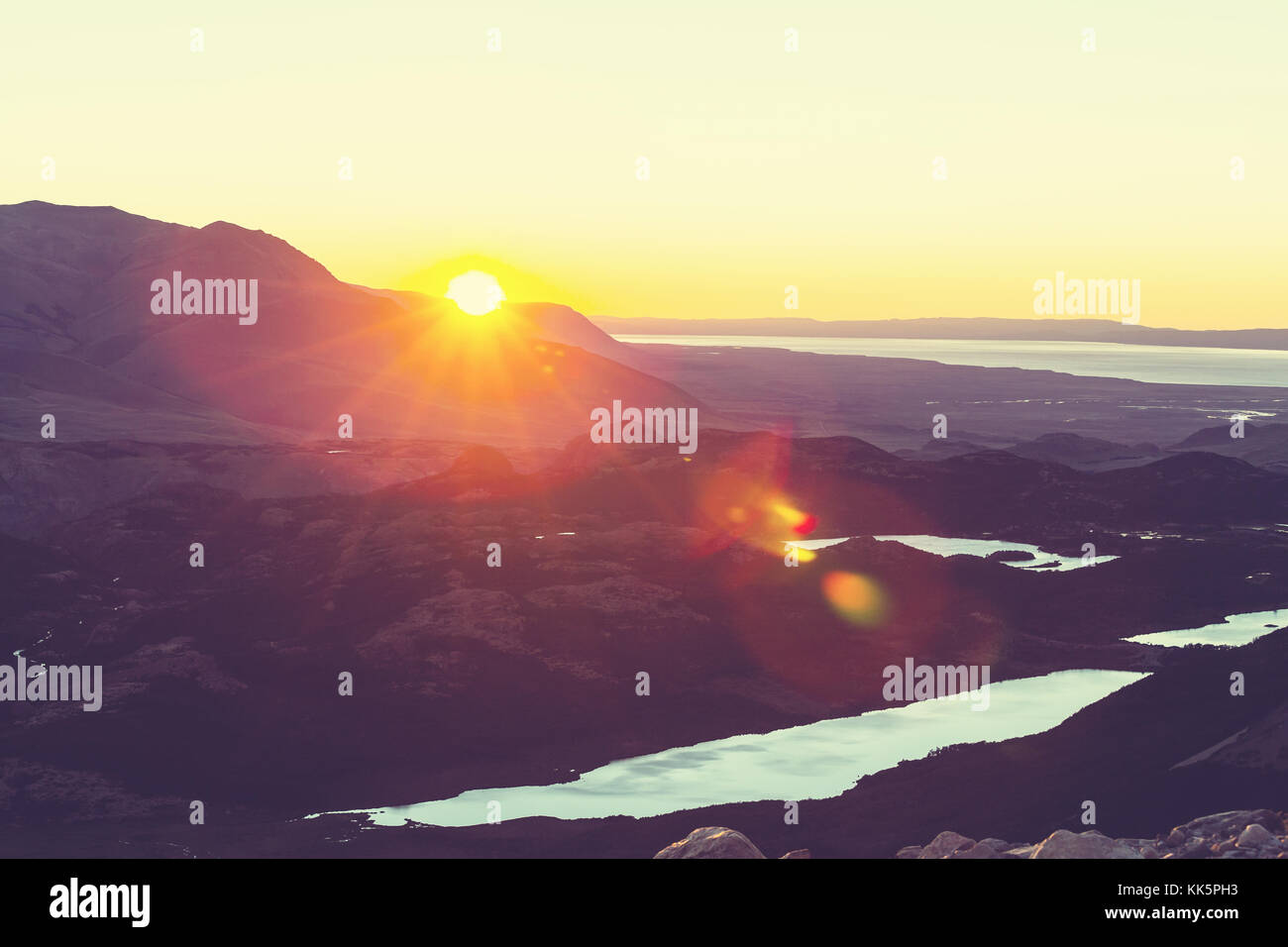 Sunset in Patagonia mountains Stock Photo - Alamy