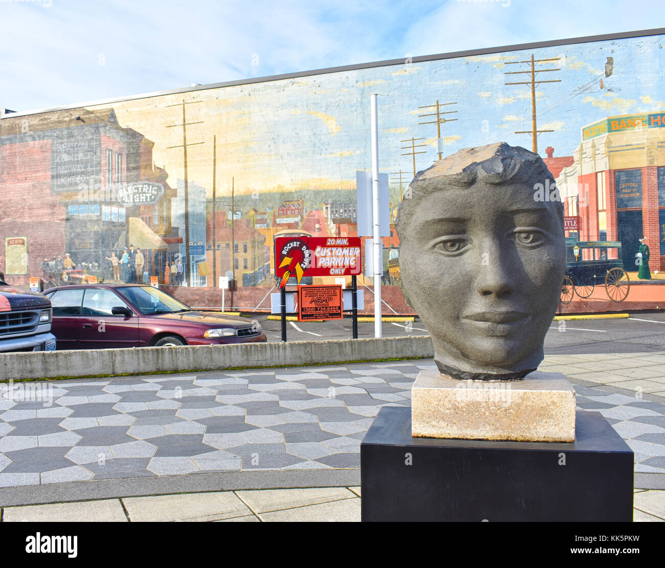 Sculpture of a Woman's Face with Expressive Eyes in downtown Bellingham ...