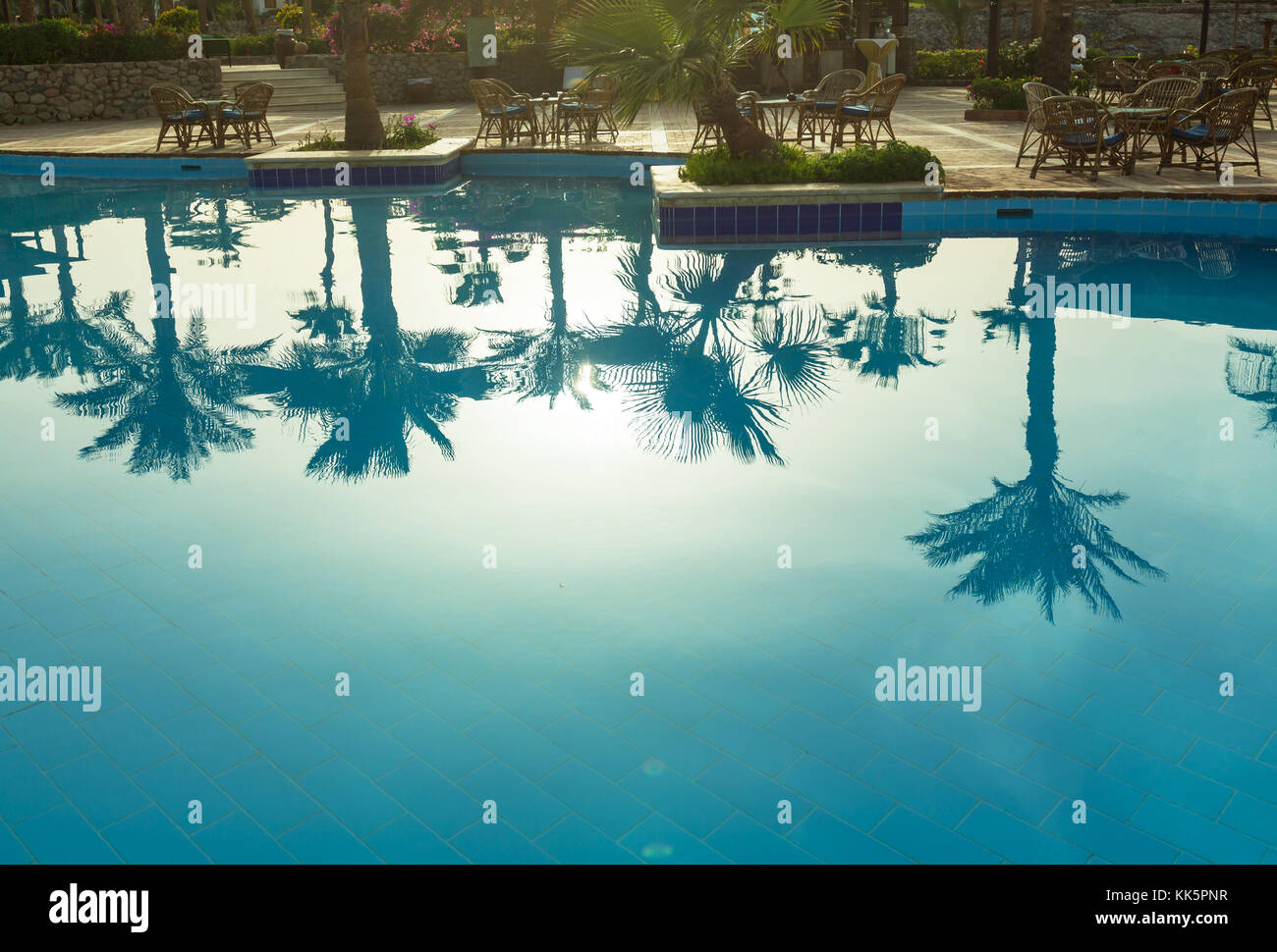 The swimming pool with blue water Stock Photo - Alamy