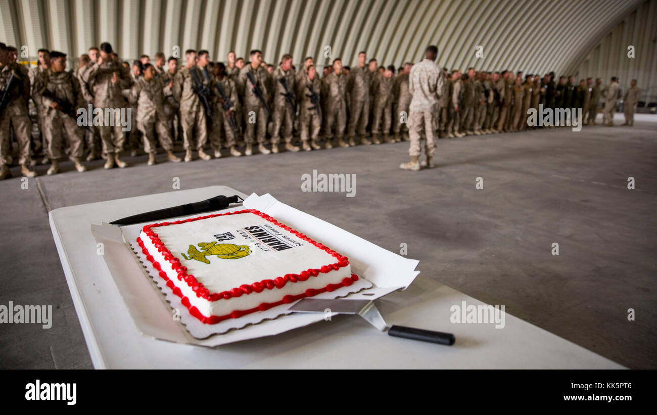 U.S. Marines with Marine Aircraft Group 31 wait in formation to ...