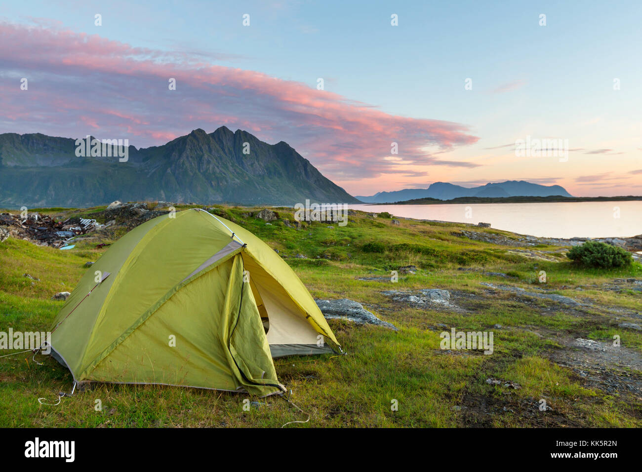 camping in Lofoten island,Norway Stock Photo - Alamy