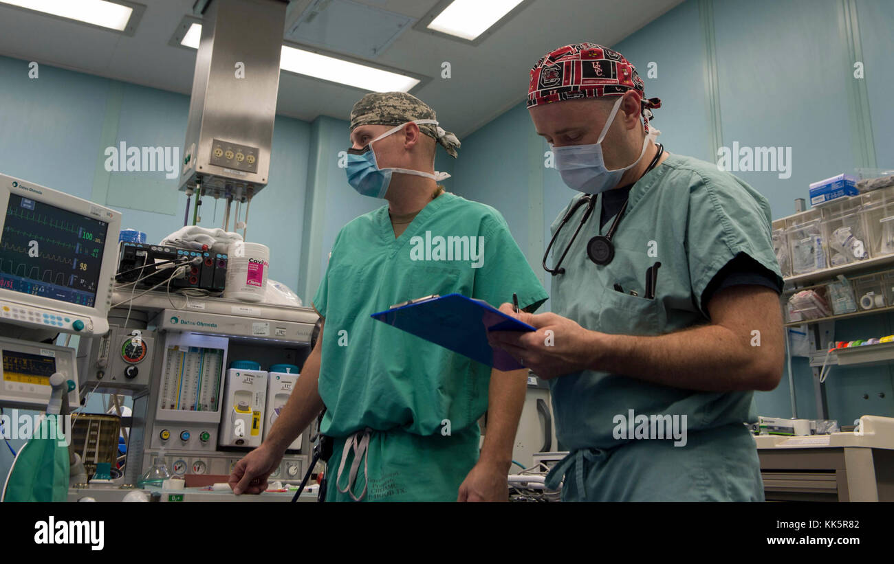 SAN JUAN, Puerto Rico (Nov. 10, 2017) Maj. Jake Ard (left) and Cmdr ...