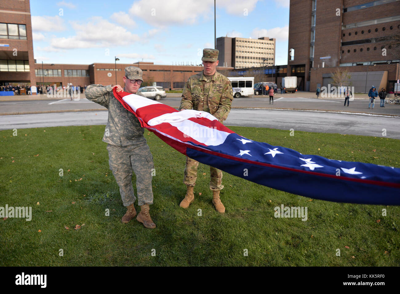 Members of University of Buffalo's Police Color Guard and cadets of the ...