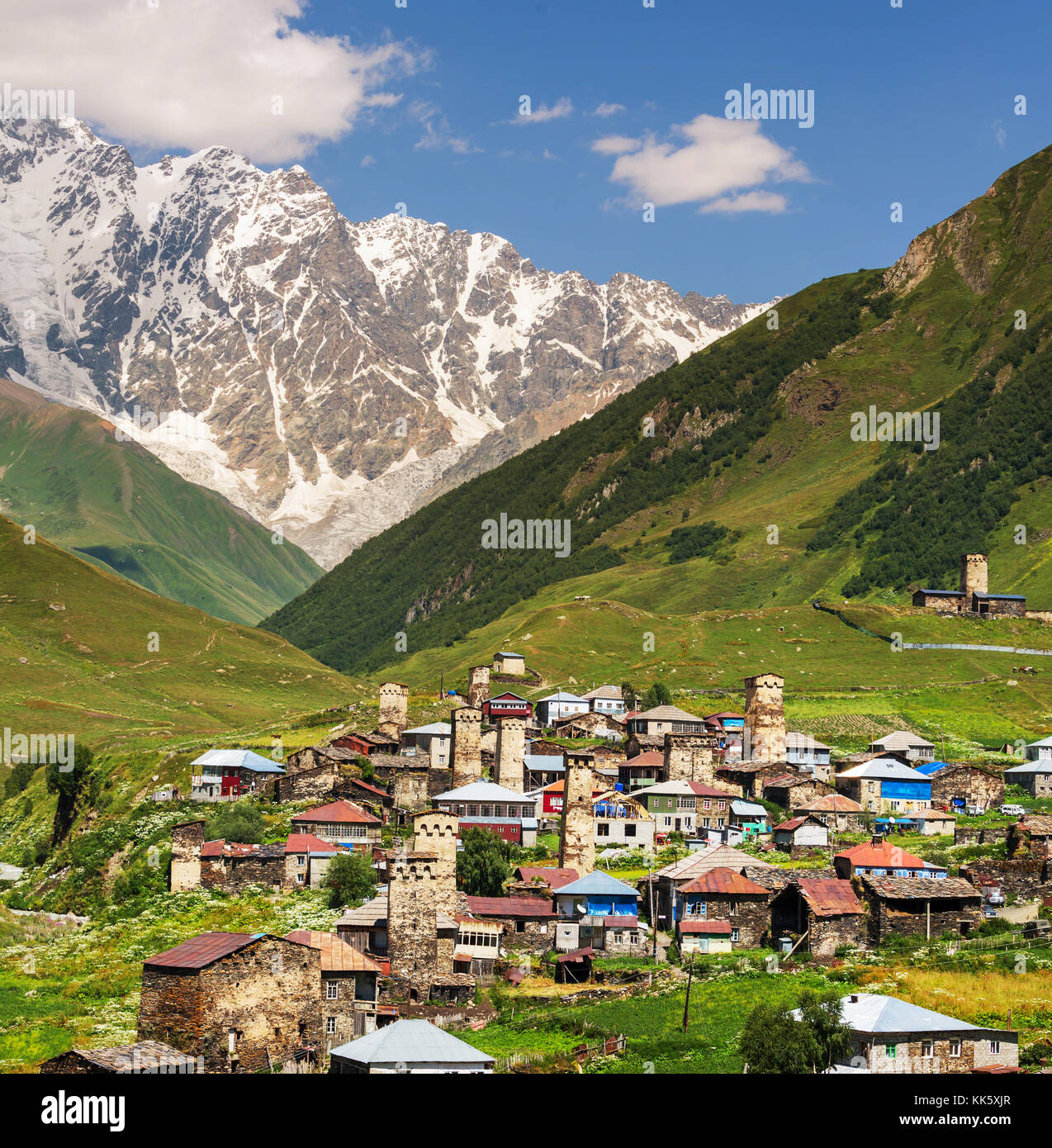 Ushguli village. Caucasus, Upper Svaneti - UNESCO World Heritage Site ...