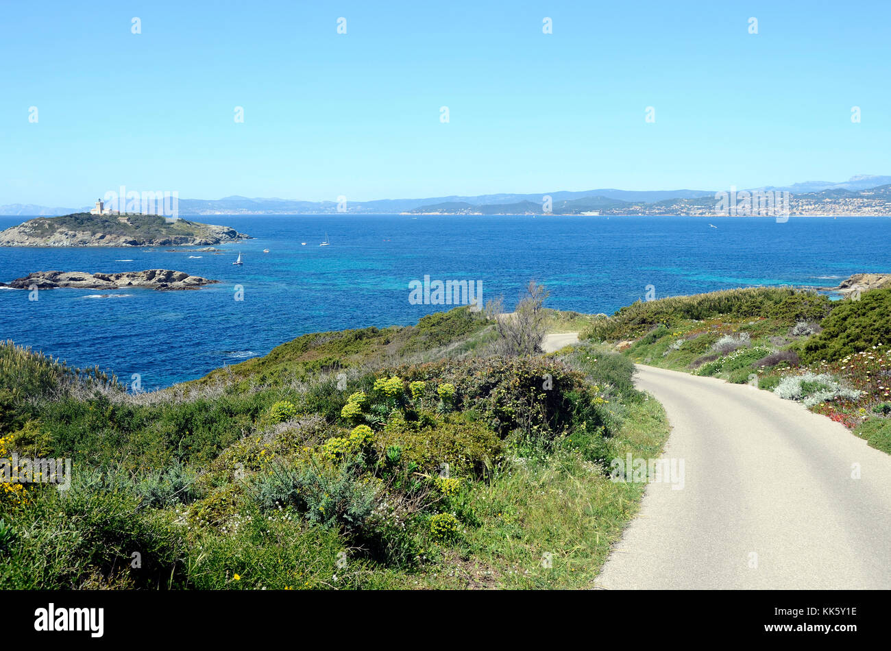 Embiez island landscape, near Bandol, french riviera and mediterranean ...