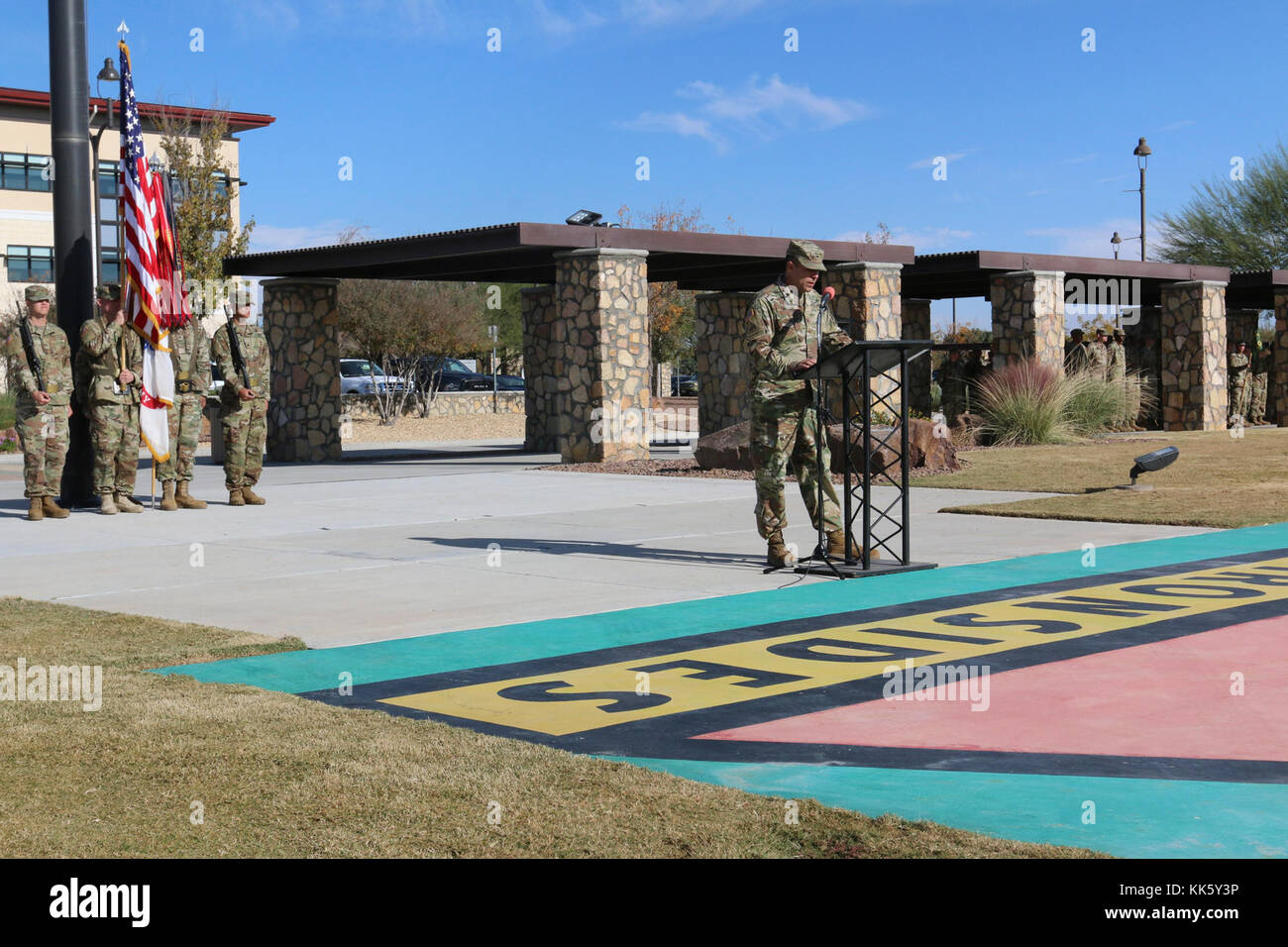 Brig. Gen. Mark Landes opens the Veterans Day Ceremony at the 1 Armored ...
