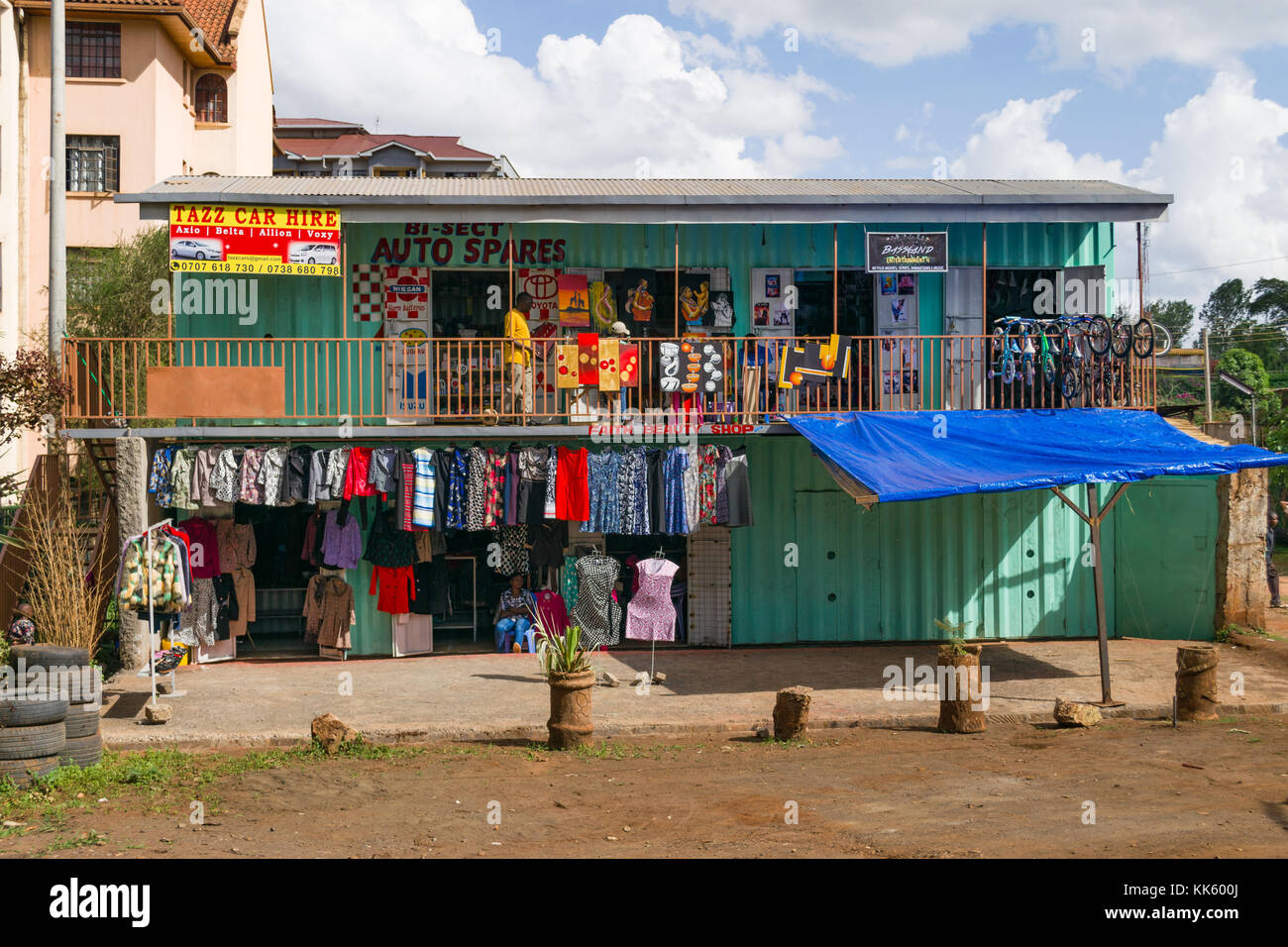 Shops made from re-purposed shipping containers selling clothes and ...