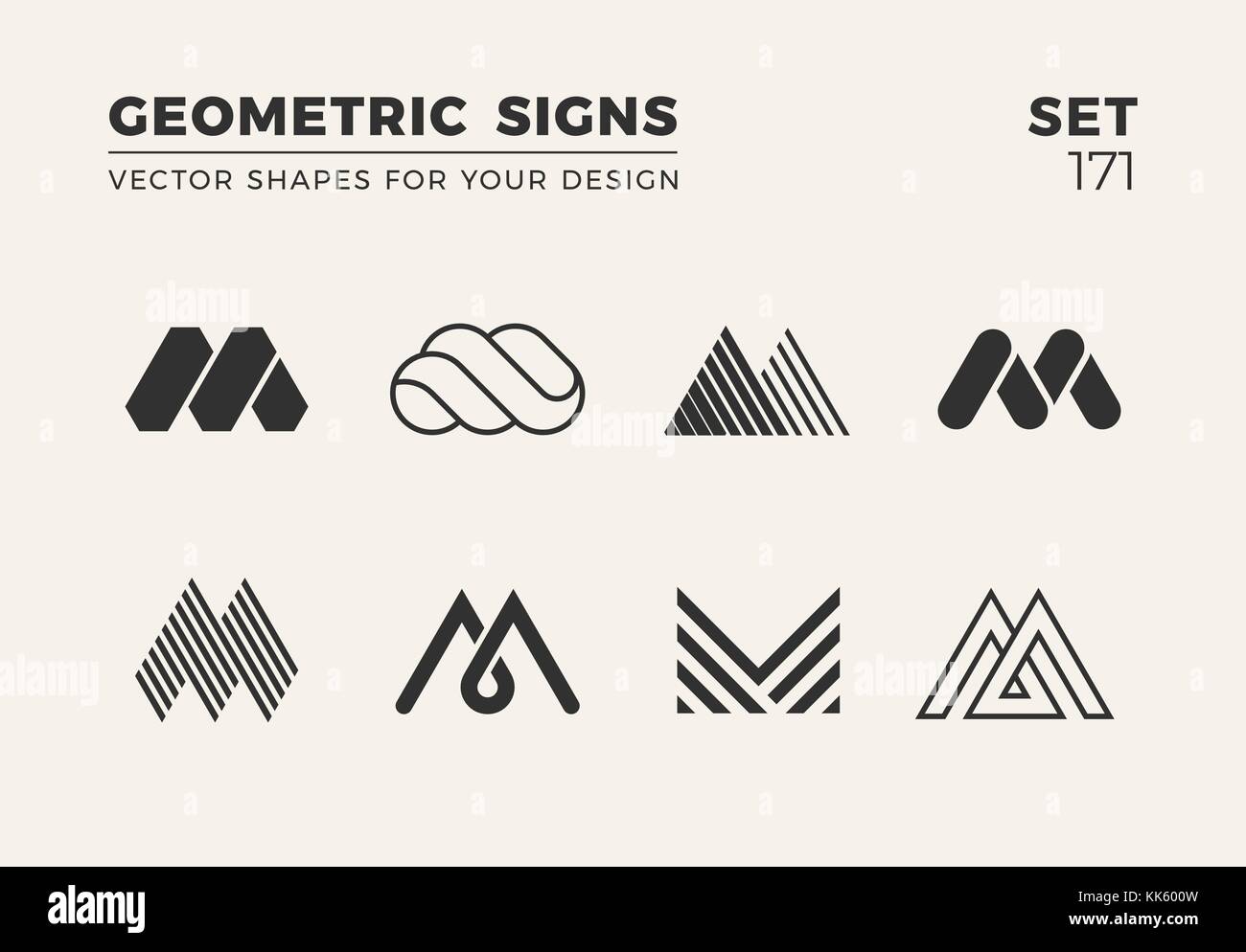 Set of eight minimalistic trendy shapes. Stylish vector logo emb Stock ...