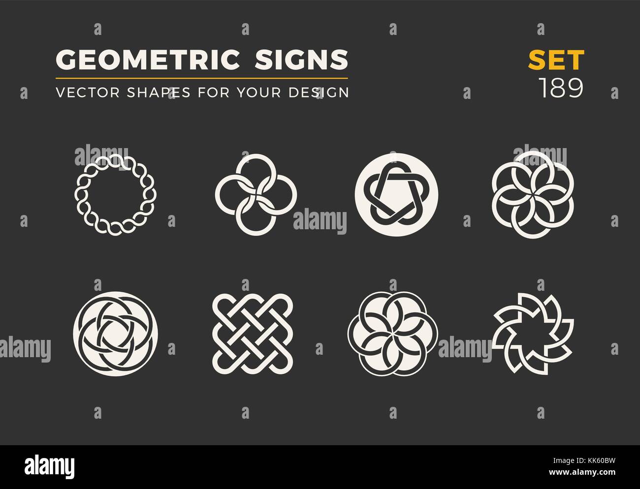 Set of eight minimalistic trendy shapes. Stylish vector logo emblems ...
