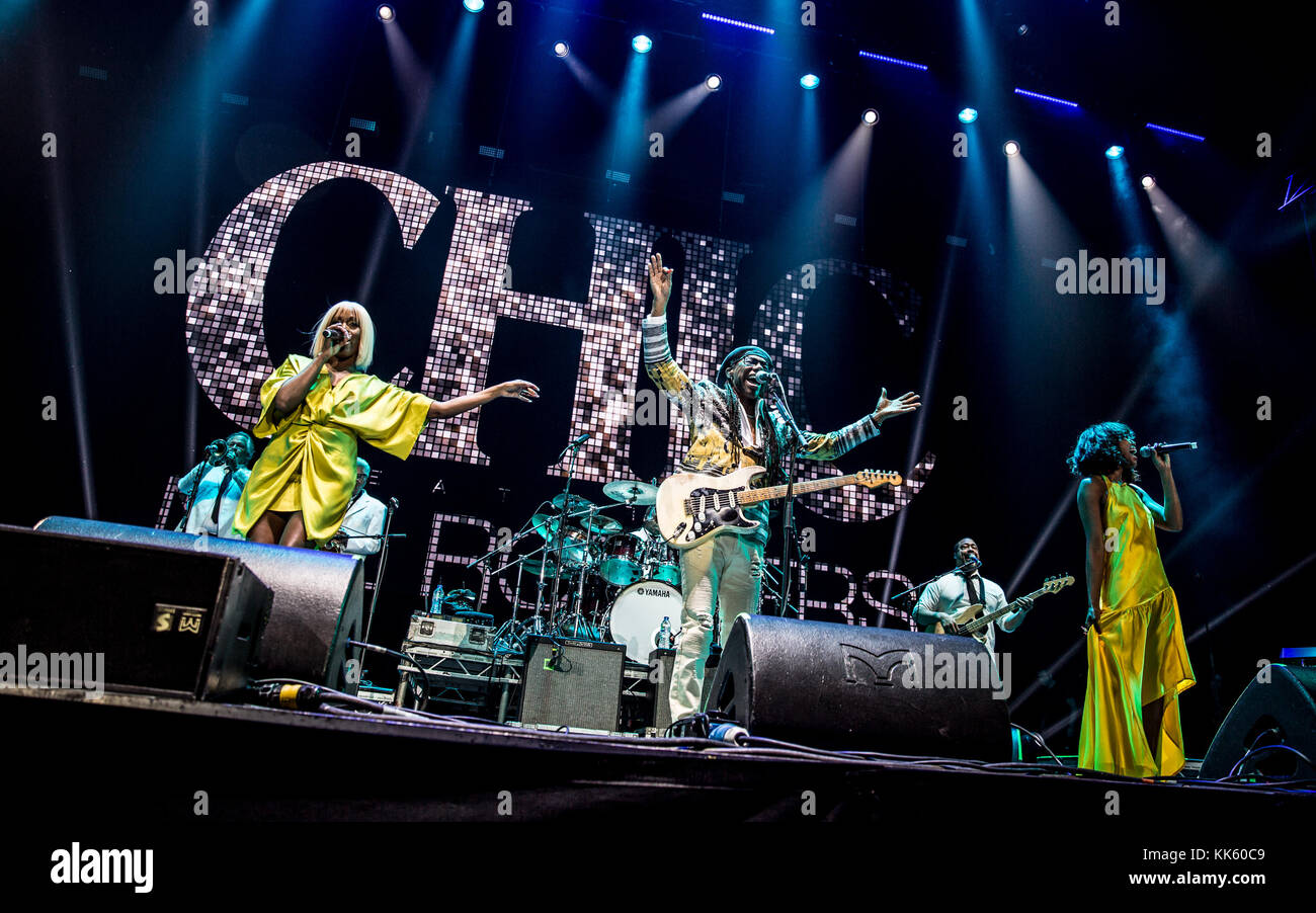 Chic featuring Nile Rodgers performing live on stage at The O2 Arena ...