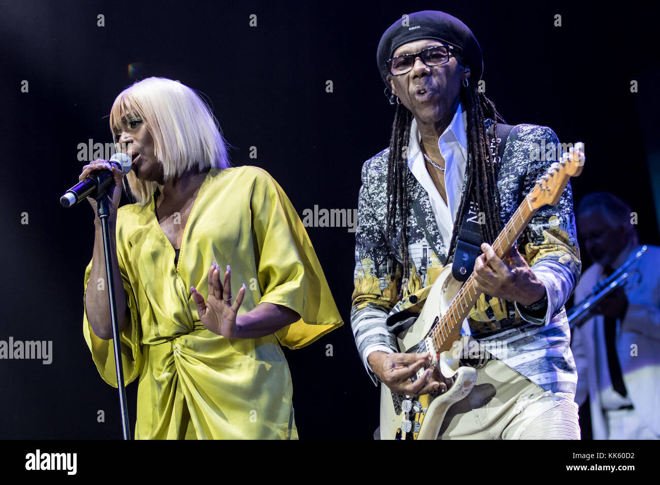 Chic featuring Nile Rodgers performing live on stage at The O2 Arena ...
