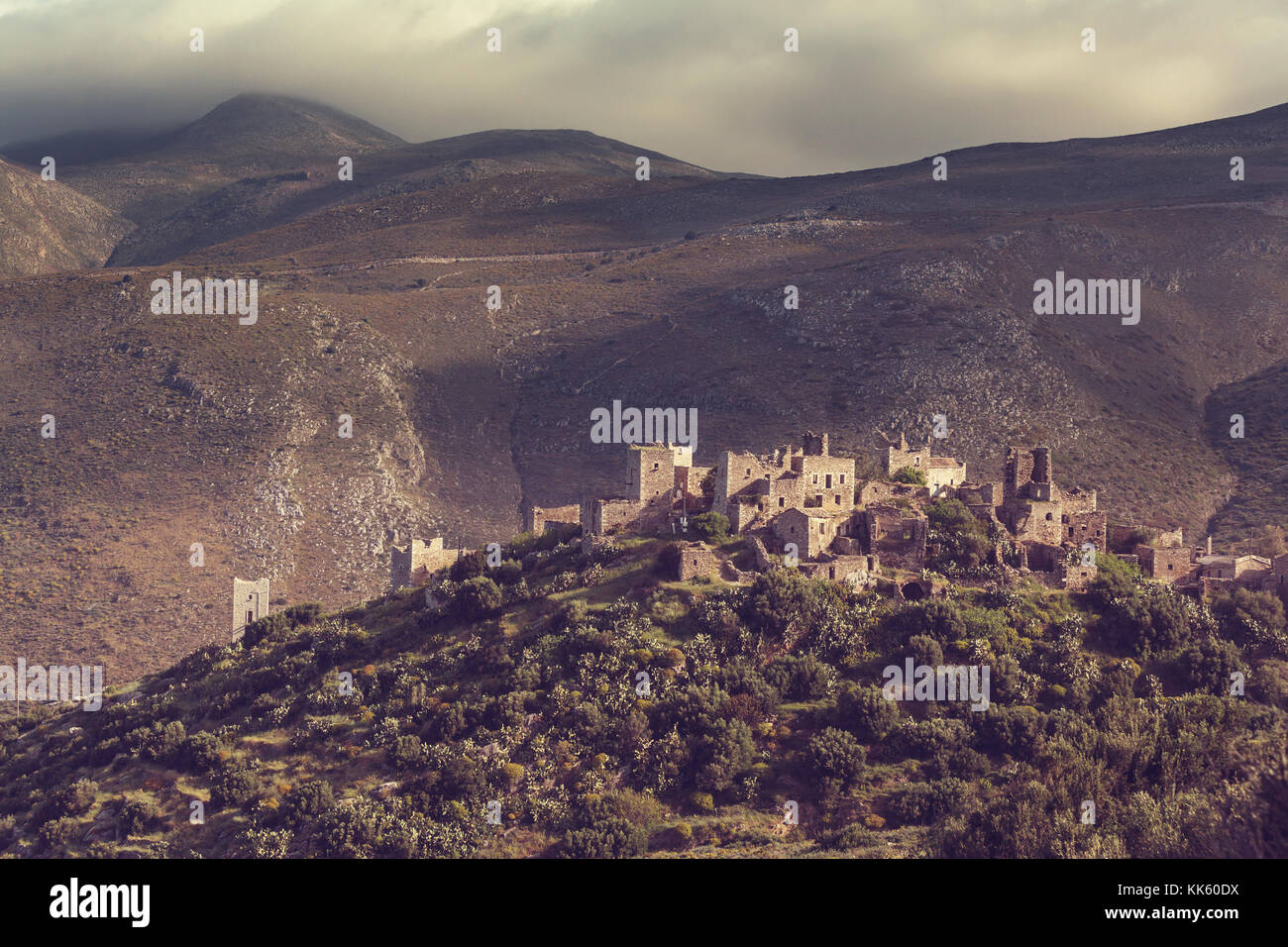 Old traditional village of Vathia at Mani, Greece Stock Photo - Alamy