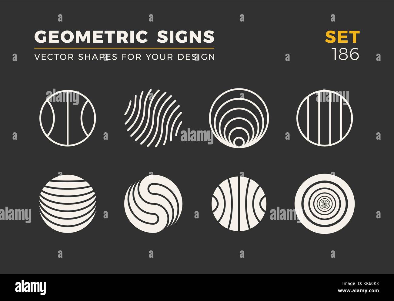 Set of eight minimalistic trendy shapes. Stylish vector logo emblems ...