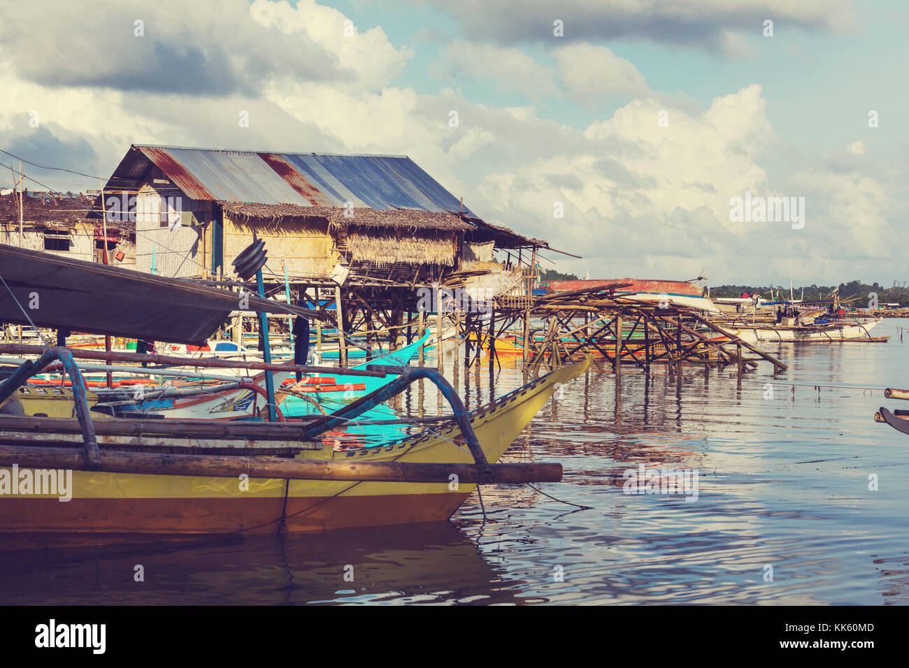 Traditional fishing village in Palawan island, Philippines Stock Photo ...