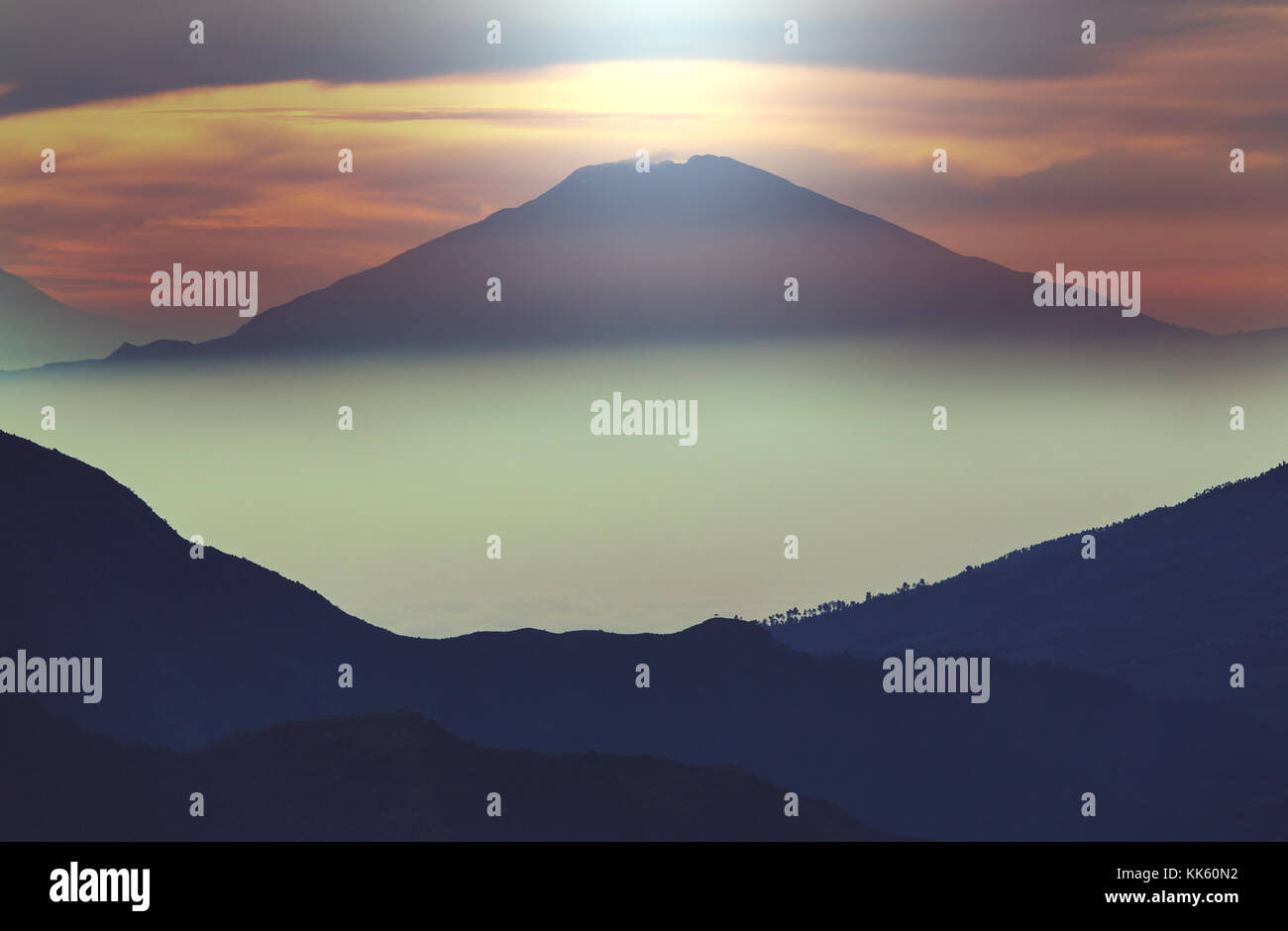 Inspiring landscapes scene at sunrise in Java, Indonesia Stock Photo ...