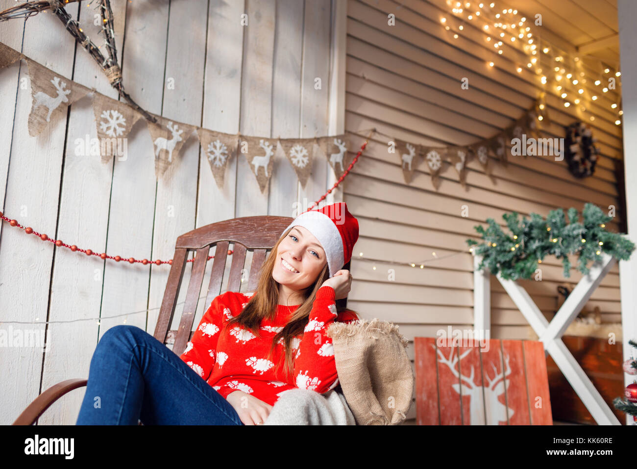 Girl in blue suit santa hi-res stock photography and images - Alamy