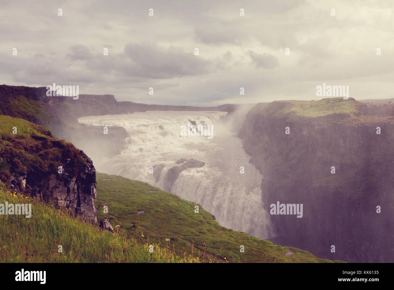 Icelandic dramatic landscapes with waterfall Stock Photo - Alamy