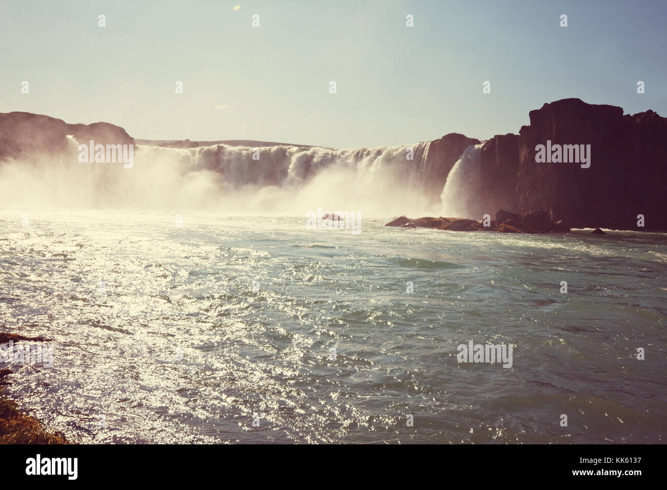 Icelandic dramatic landscapes with waterfall Stock Photo - Alamy