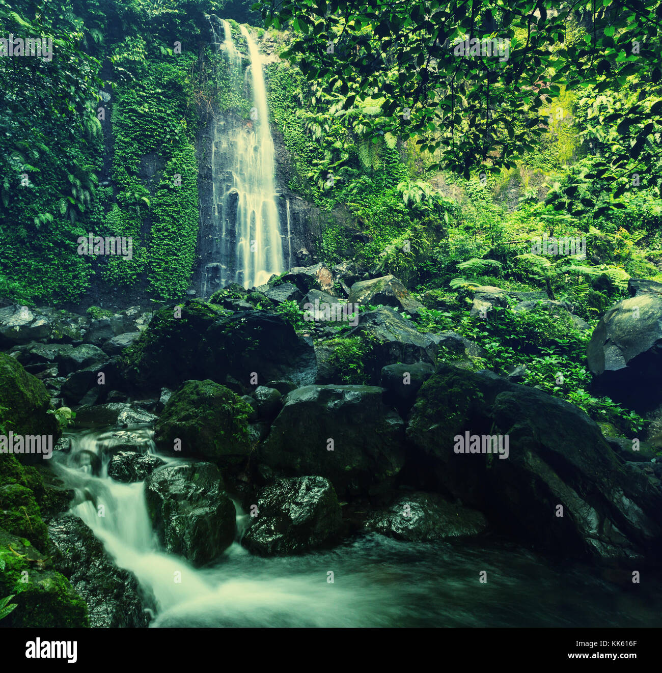 Waterfall in Indonesian jungle Stock Photo - Alamy