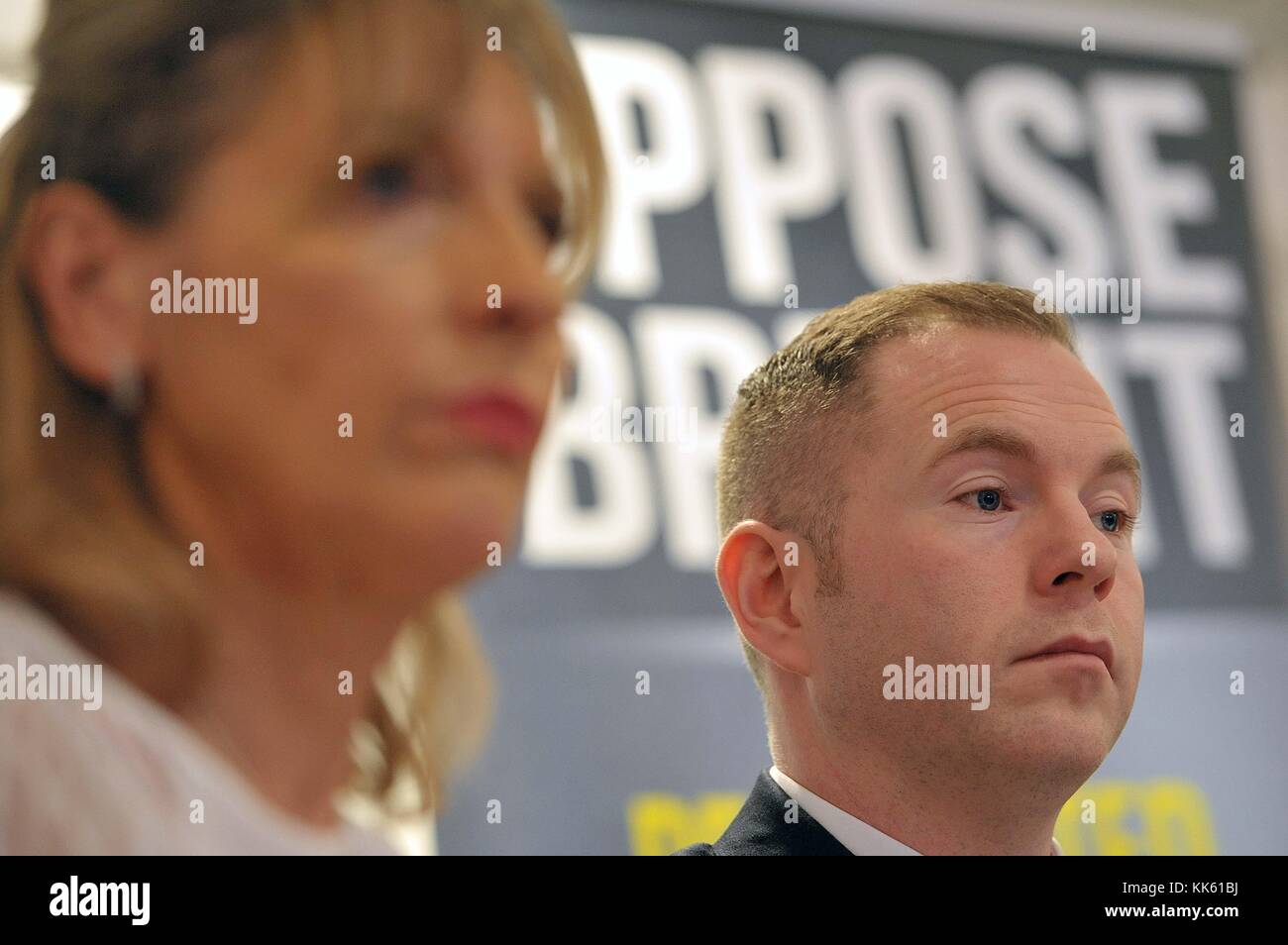 Martina Anderson MEP and Chris Hazzard MP at the launch of Sinn Fein ...