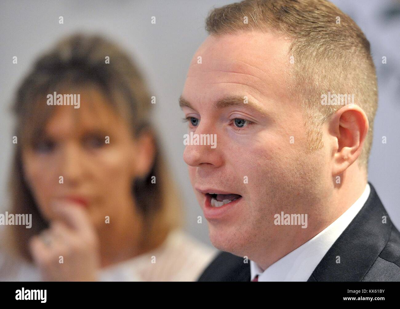 Martina Anderson MEP and Chris Hazzard MP at the launch of Sinn Fein ...