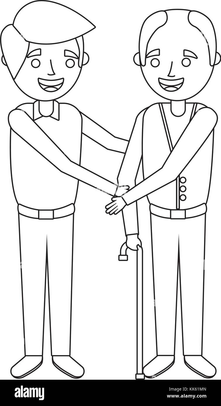 Young Man And Old Man Embraced Together Stock Vector Image And Art Alamy